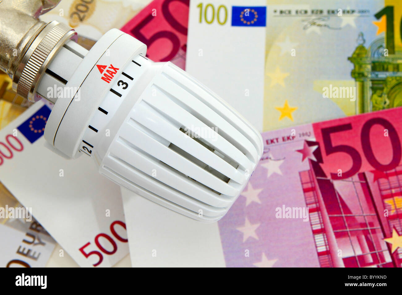 Thermostat heater euro bills hi-res stock photography and images - Alamy