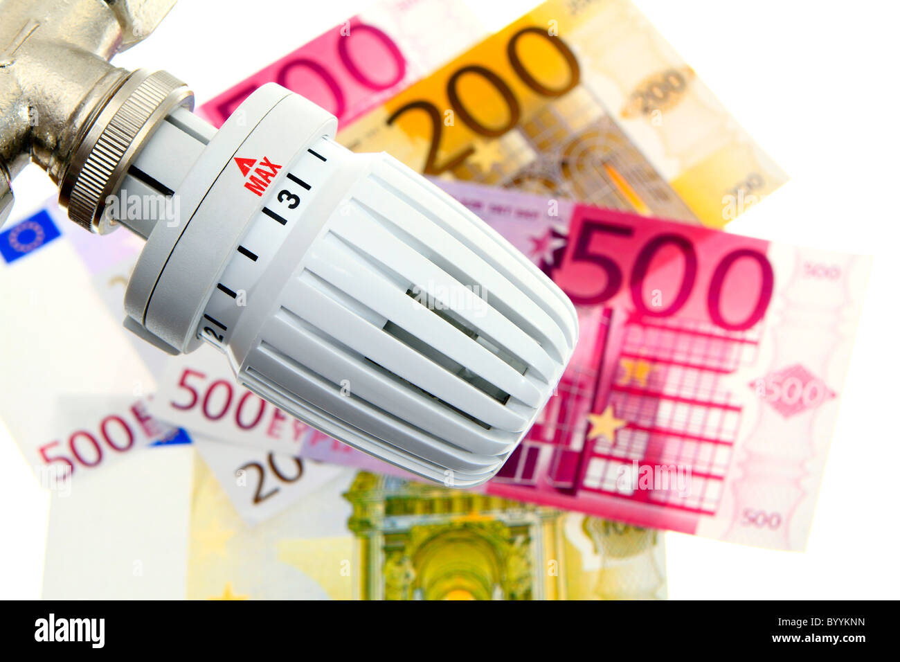 Thermostat heater euro bills hi-res stock photography and images - Alamy