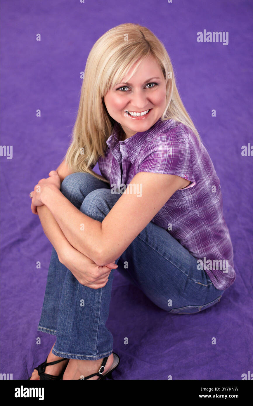 A 27 year old woman with long blond hair Stock Photo - Alamy