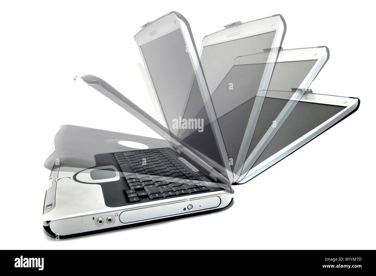 Laptop with top closing on a white background Stock Photo - Alamy
