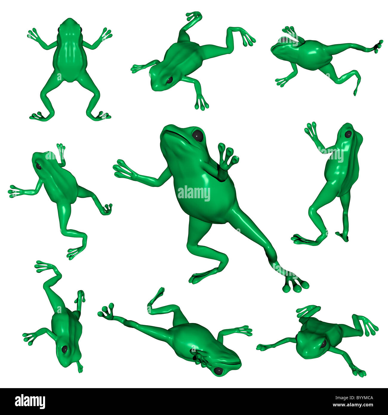 3D frogs from different angles Stock Photo - Alamy