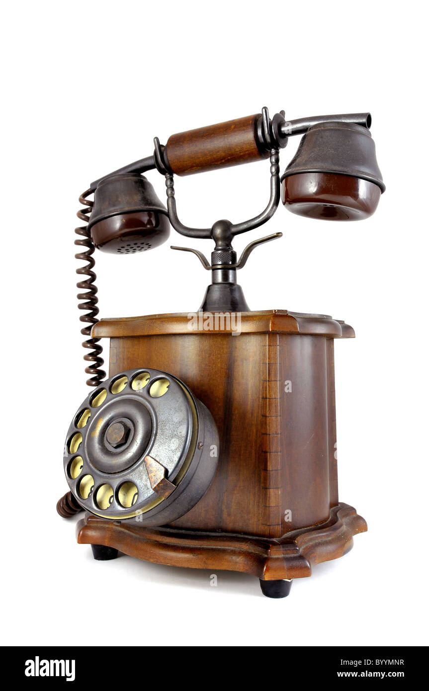Old style phone isolated in white Stock Photo - Alamy