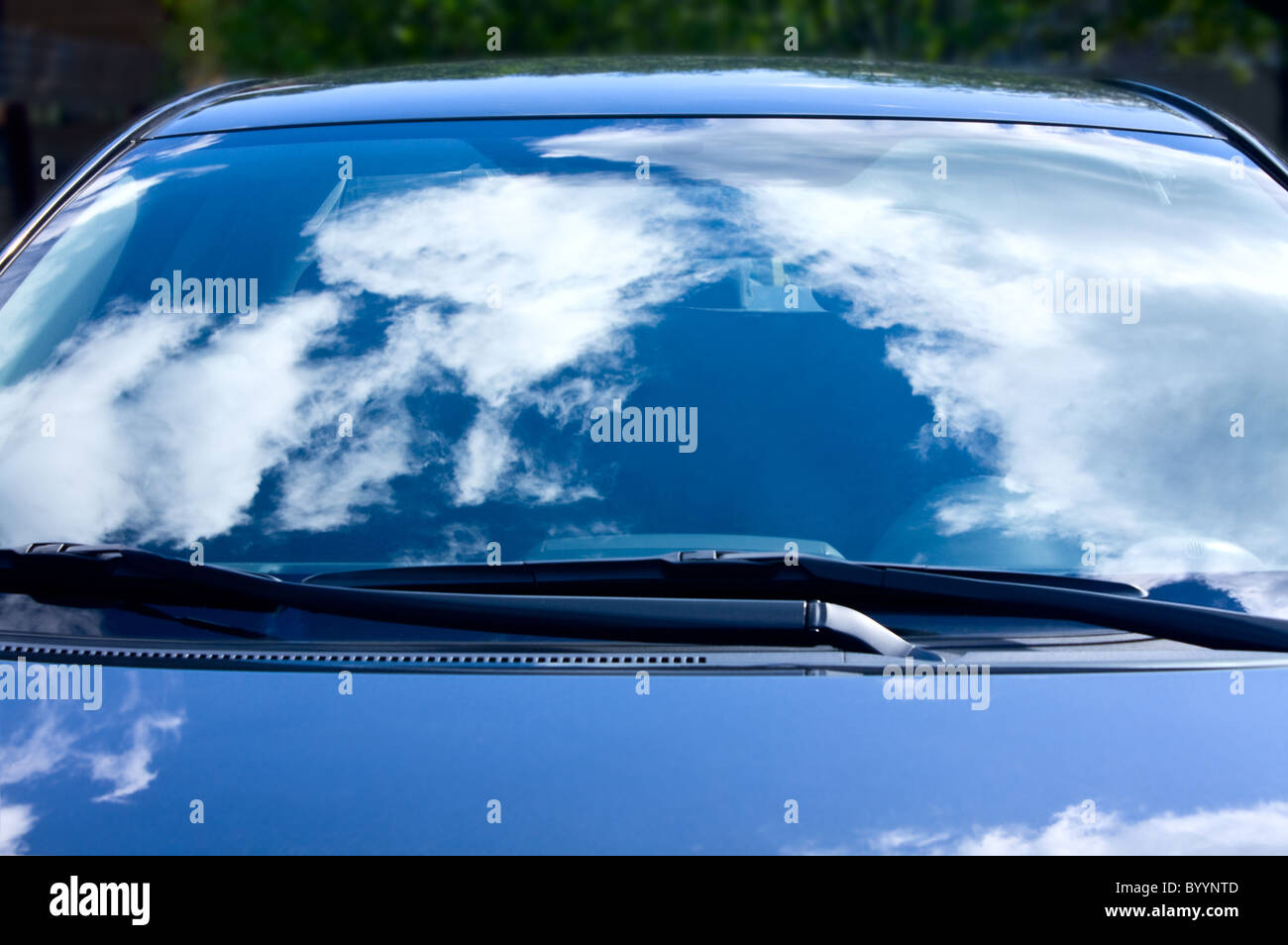 blue sky and clouds reflected in a car Stock Photo - Alamy