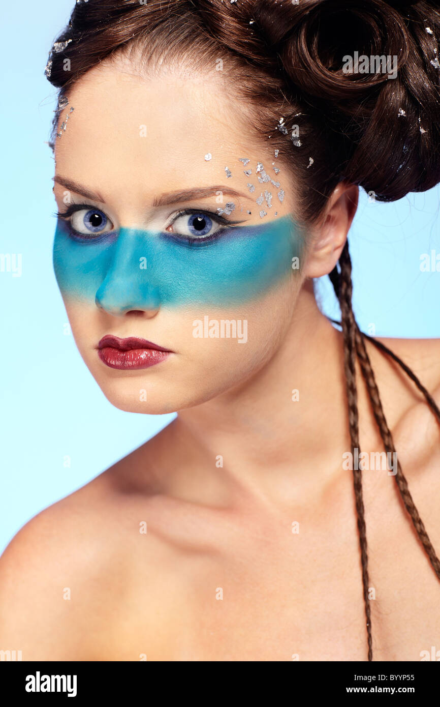 girl's fantasy blue body-art Stock Photo - Alamy
