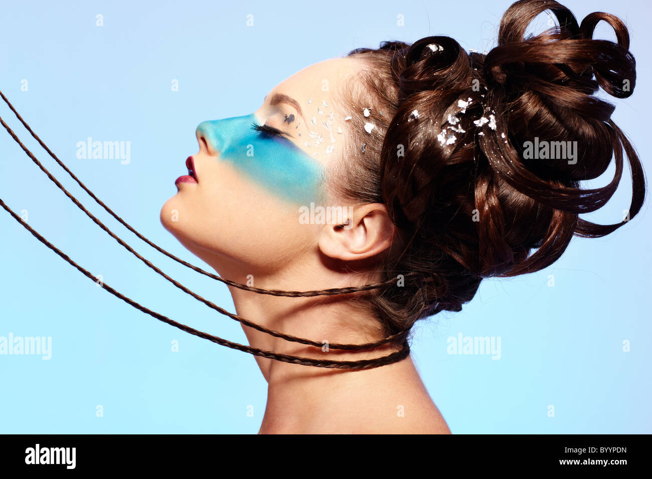 girl's fantasy blue body-art Stock Photo - Alamy