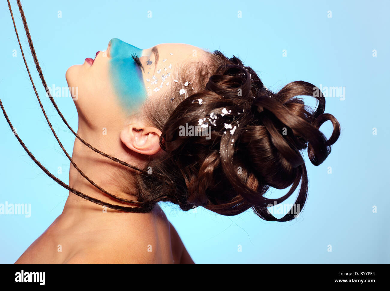 girl's fantasy blue body-art Stock Photo - Alamy