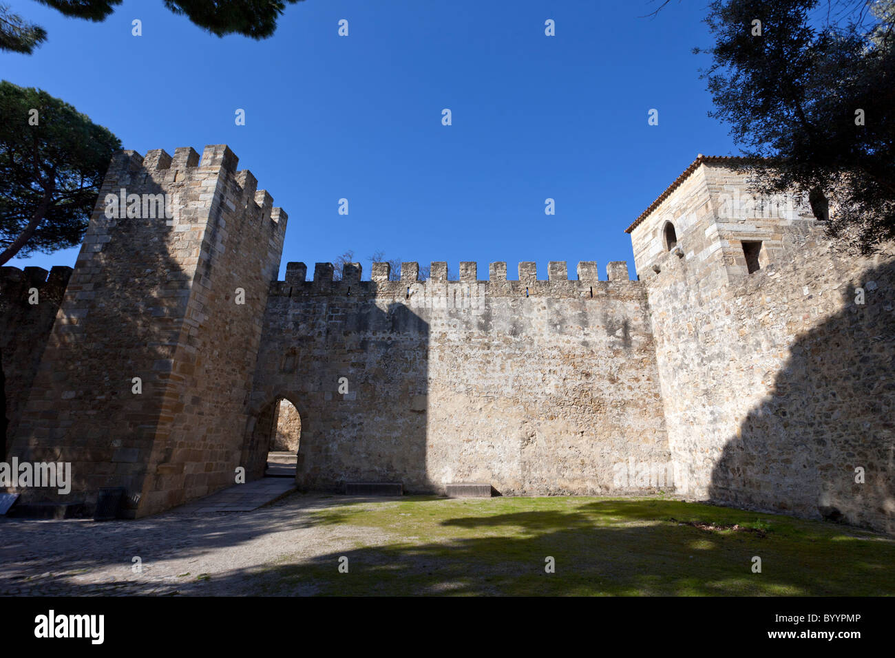 Sao Jorge (St. George) Castle in Lisbon, Portugal. “Castelejo" area ...