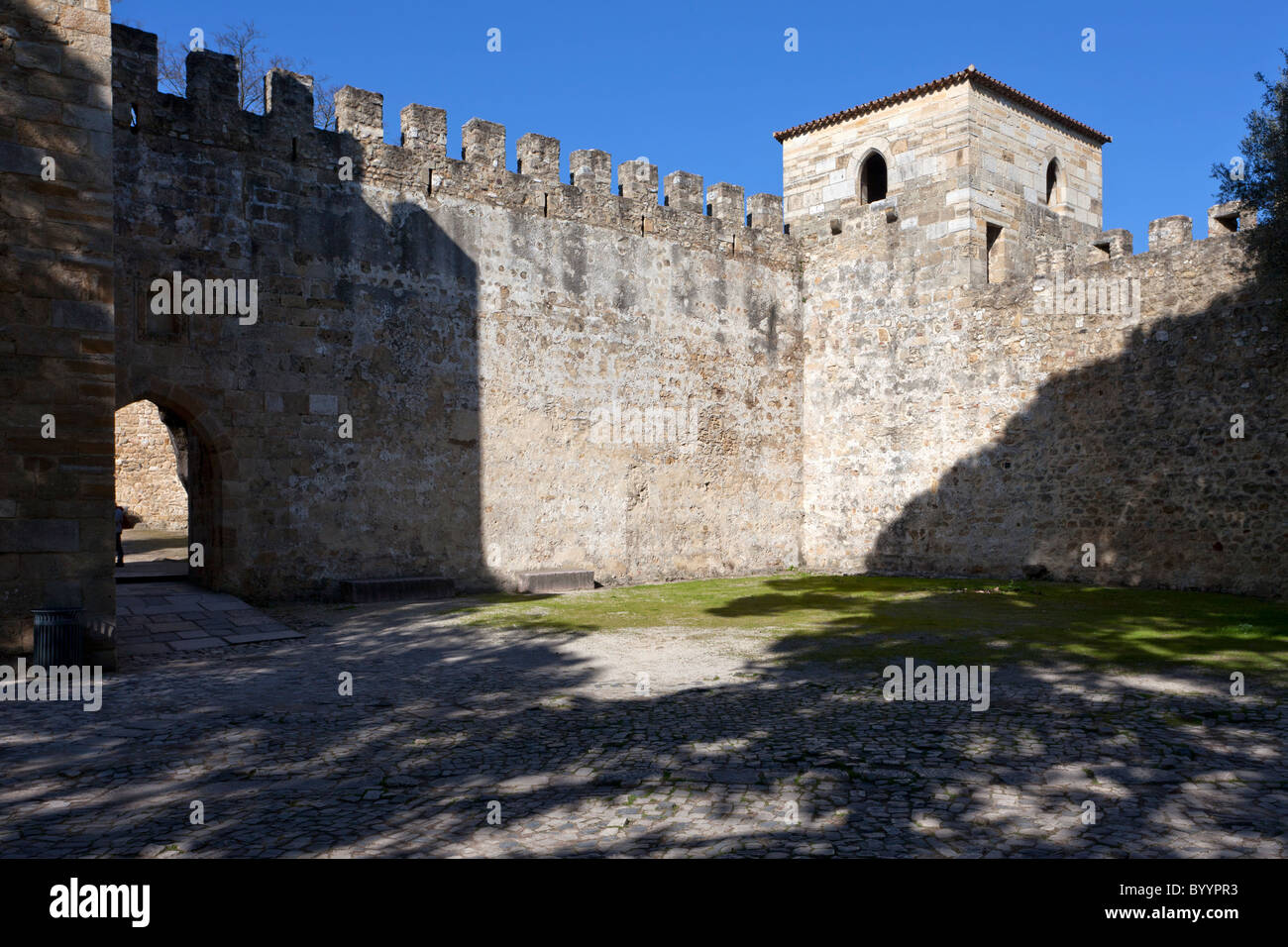 Sao Jorge (St. George) Castle in Lisbon, Portugal. “Castelejo" area ...