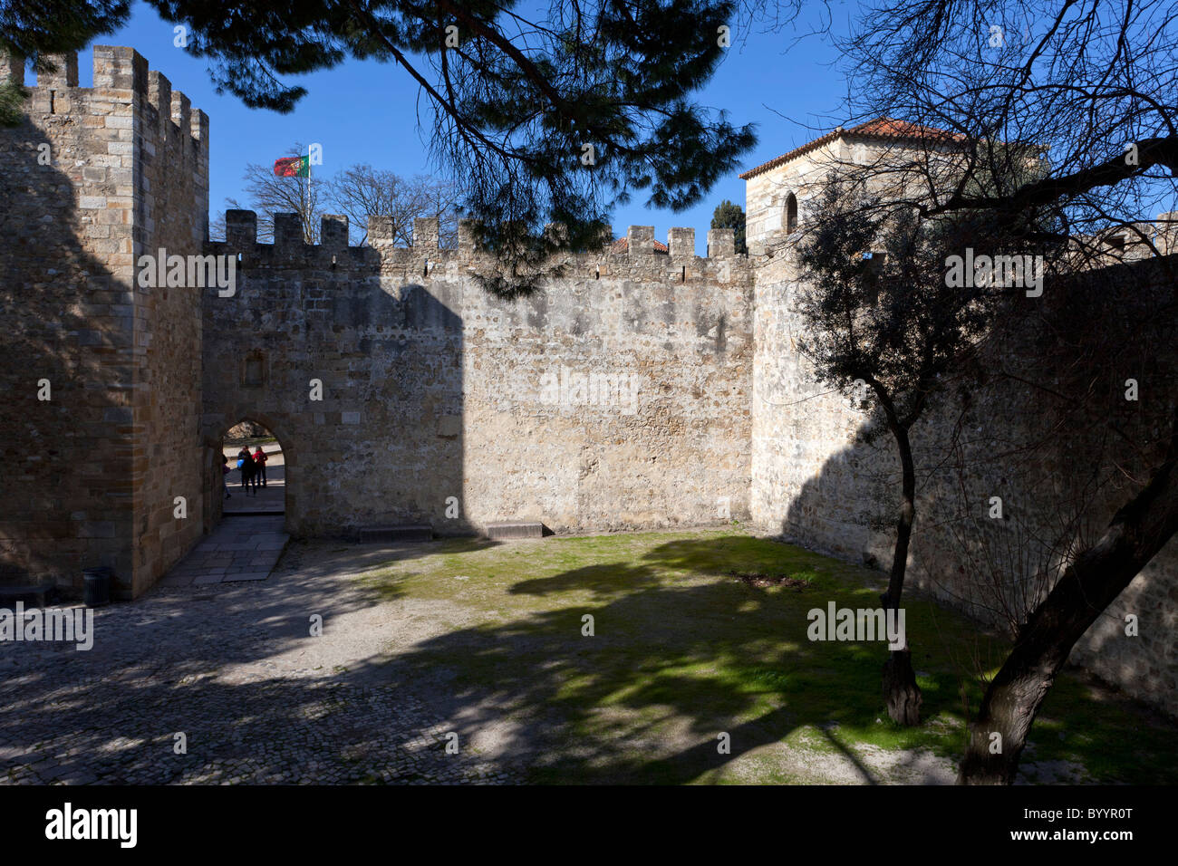 Sao Jorge (St. George) Castle in Lisbon, Portugal. “Castelejo" area ...