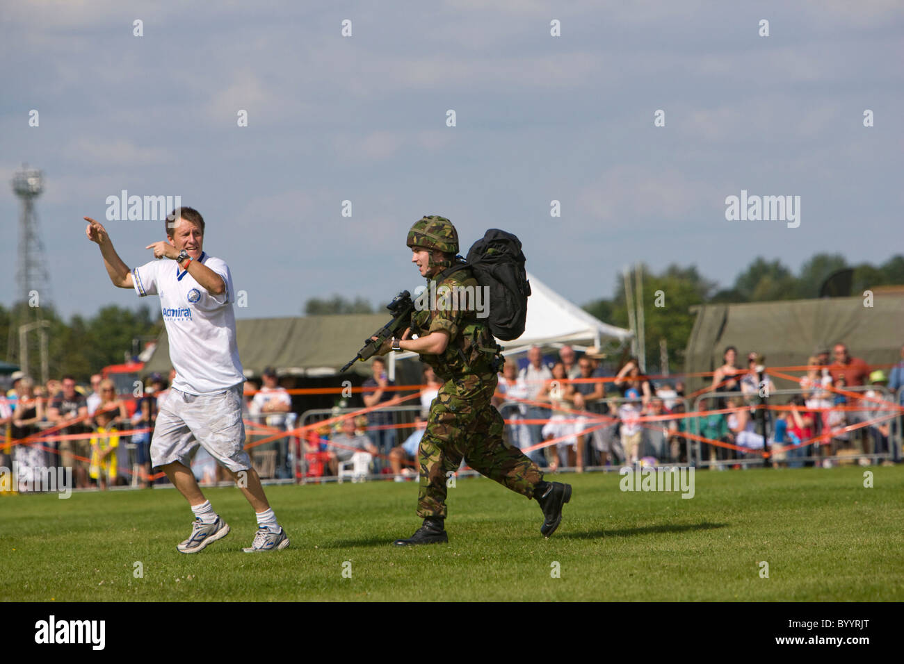 RAF police dogs demonstration of crowd control Stock Photo - Alamy