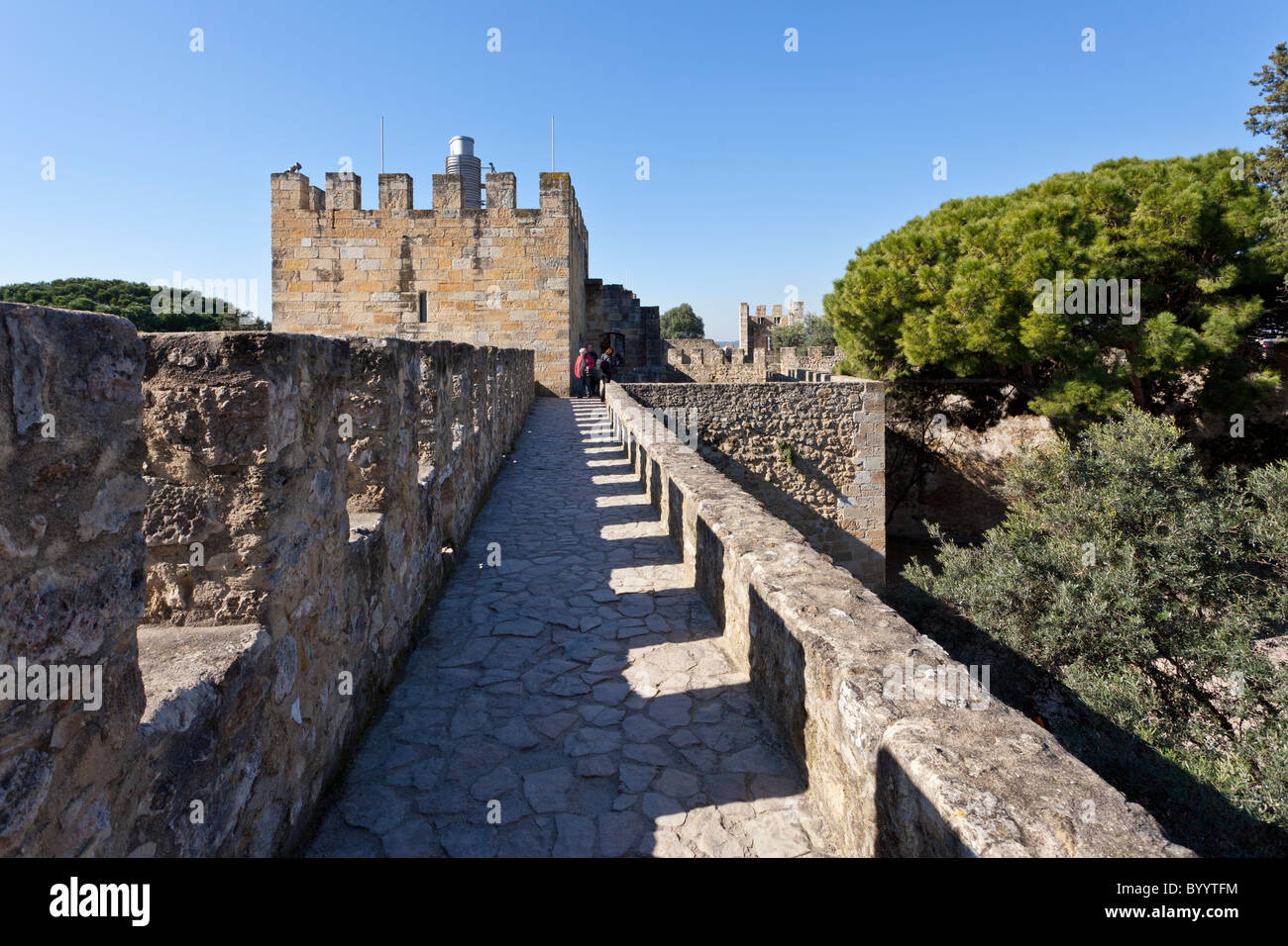 Sao Jorge (St. George) Castle in Lisbon, Portugal. “Castelejo" area ...