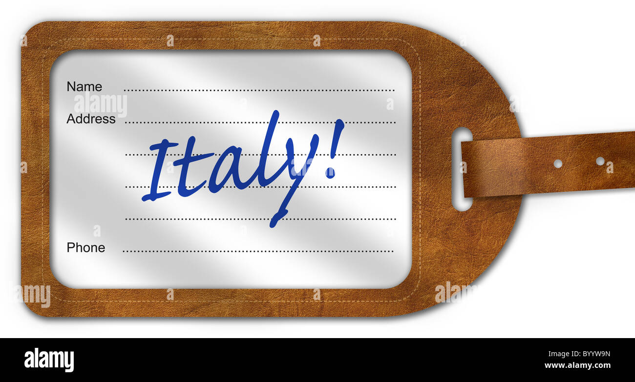 Suitcase/Luggage Label with ‘Italy!’ written on Stock Photo - Alamy