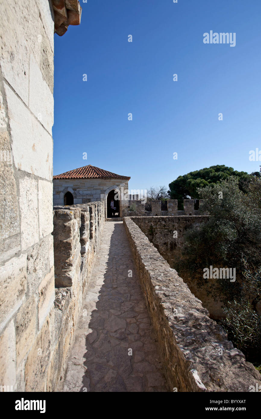 Sao Jorge (St. George) Castle in Lisbon, Portugal. “Castelejo" area ...