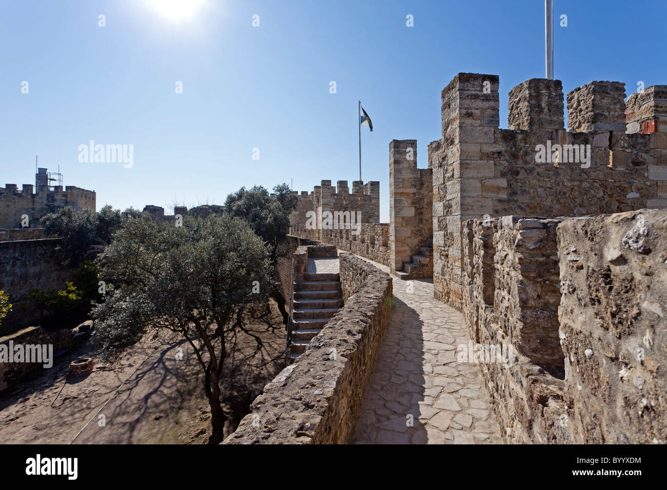 Sao Jorge (St. George) Castle in Lisbon, Portugal. “Castelejo" area ...