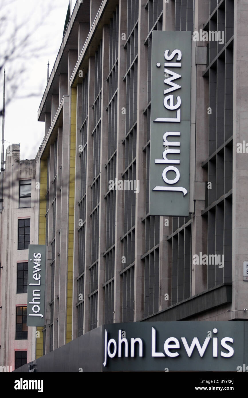 Store signs on the John Lewis Department store in Oxford Street, London ...