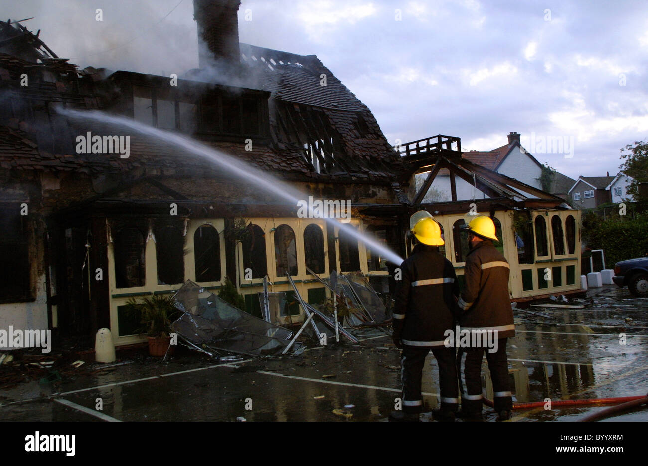 Aftermath of a pub fire in Essex Stock Photo - Alamy