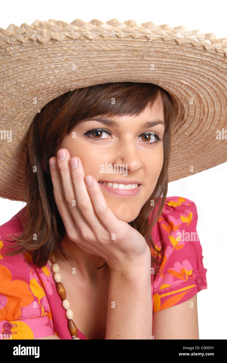 young woman in a straw hat Stock Photo - Alamy