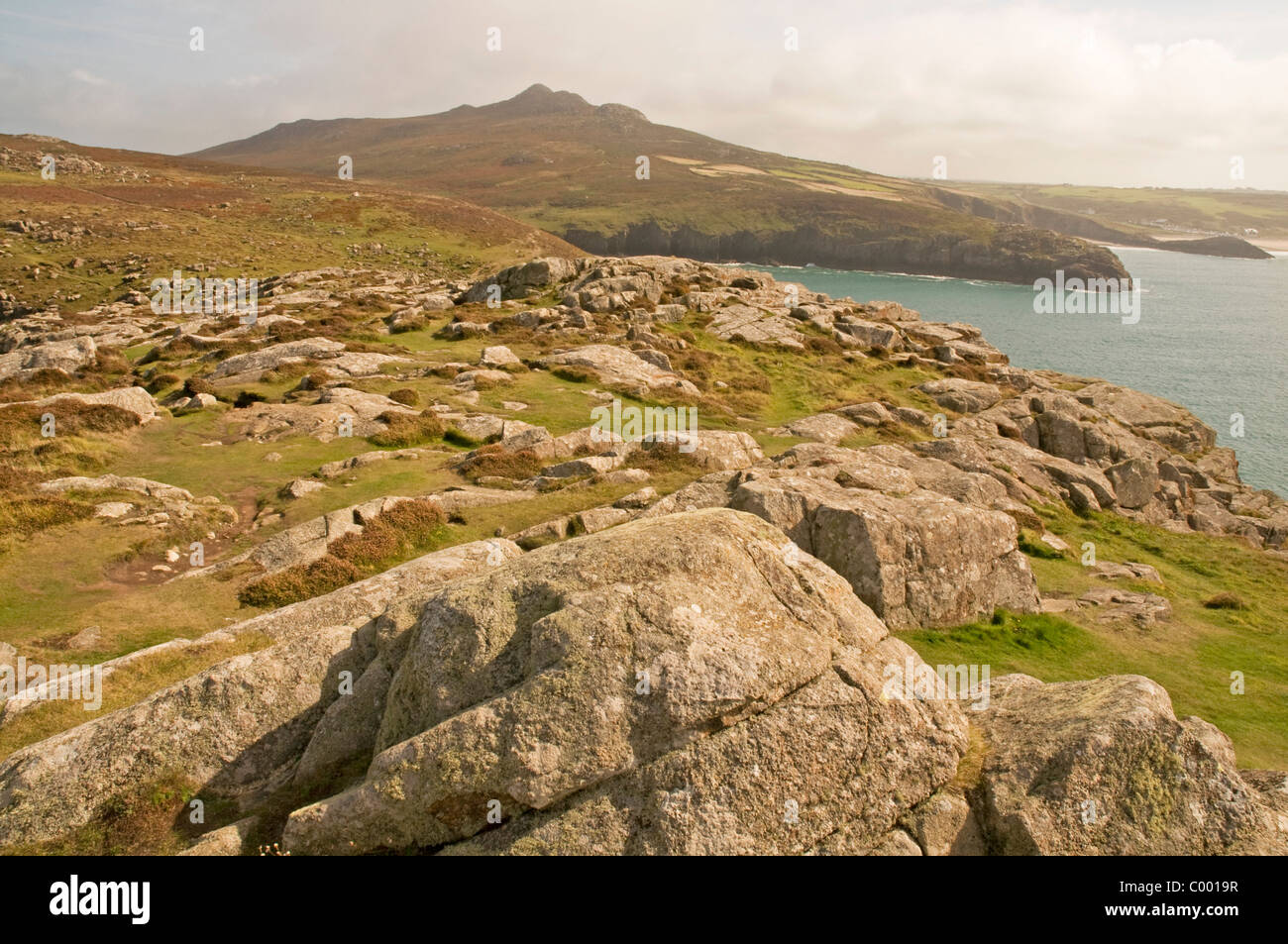 On the Pembrokeshire coast path near St Davids Head,, looking southeast ...