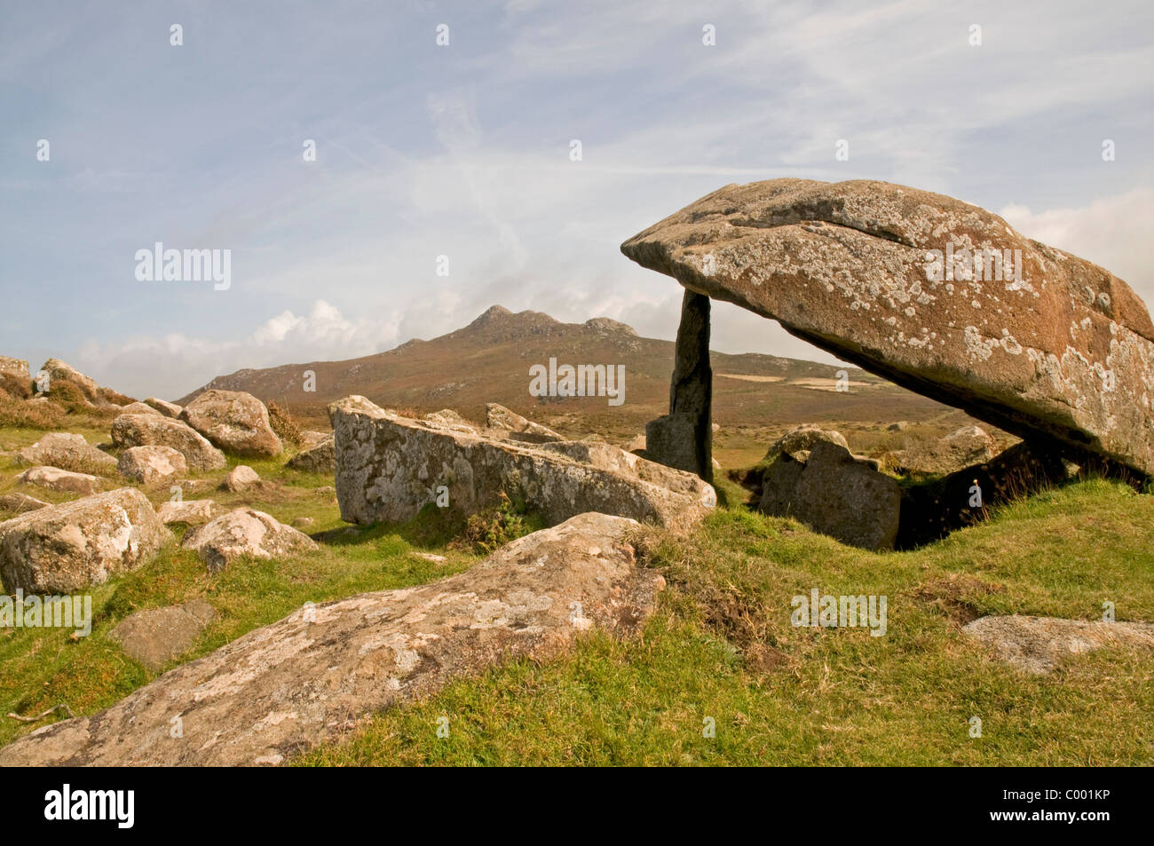 Arthur's Quoit burial chamber on St Davids Head, Pembrokeshire Stock ...