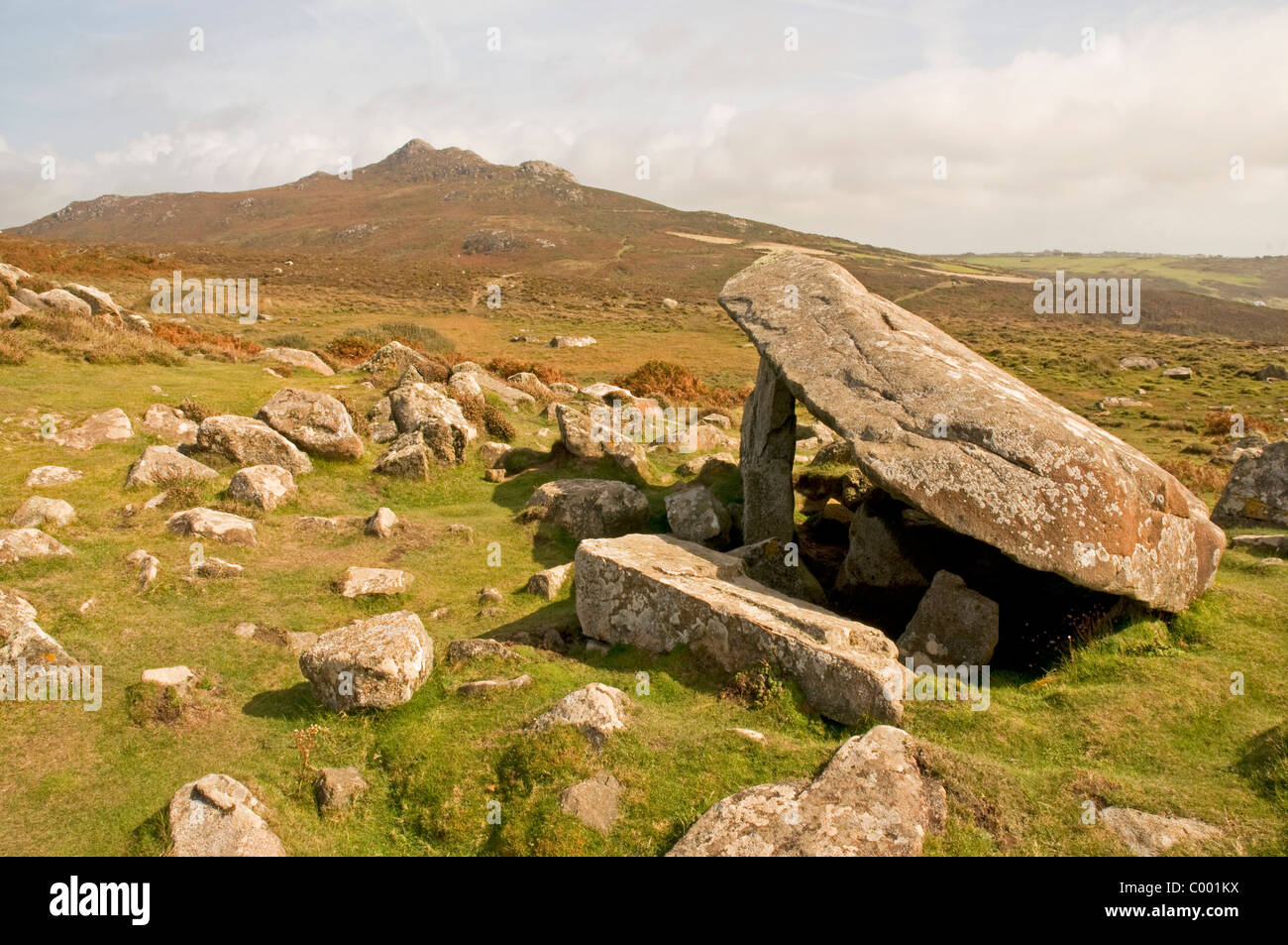 Arthur's Quoit burial chamber on St Davids Head, Pembrokeshire Stock ...