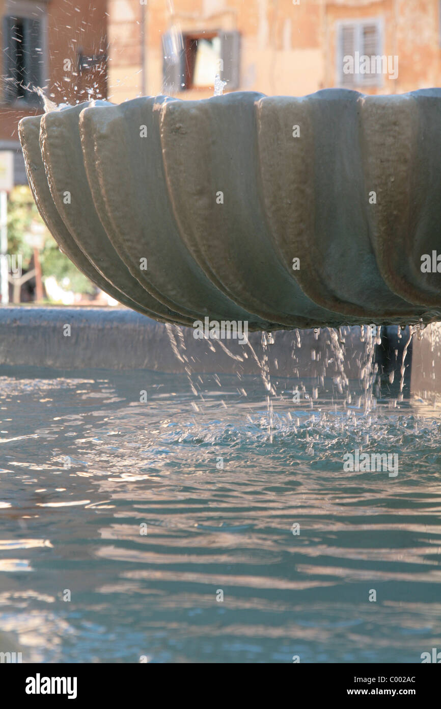 Detail of a seashell shaped basin of the most ancient fountain in Rome ...