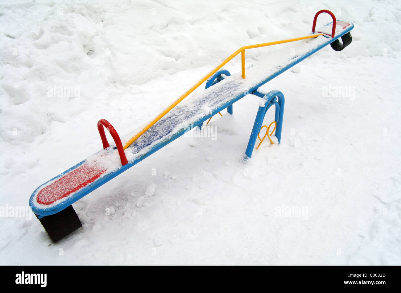Children's swing in Not dull garden in the winter, Moscow, Russia Stock ...