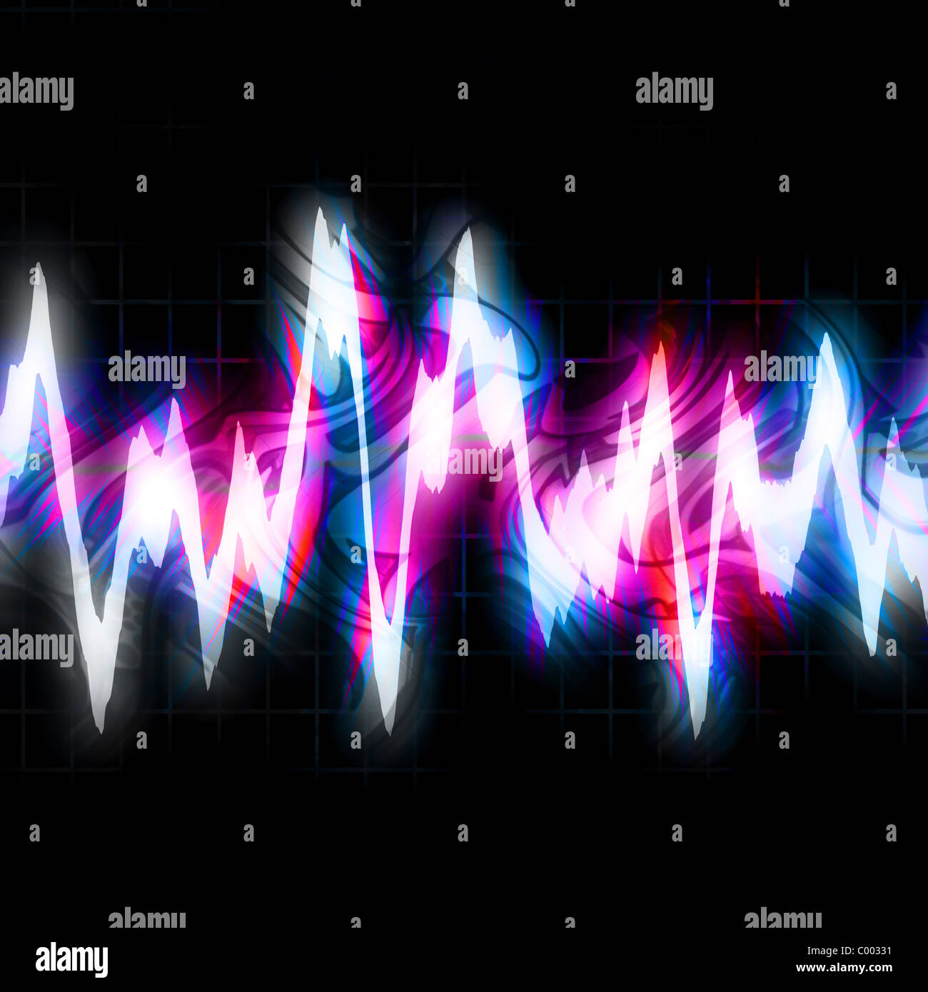 Abstract neon graphic equalizer bouncing and glowing brightly isolated ...