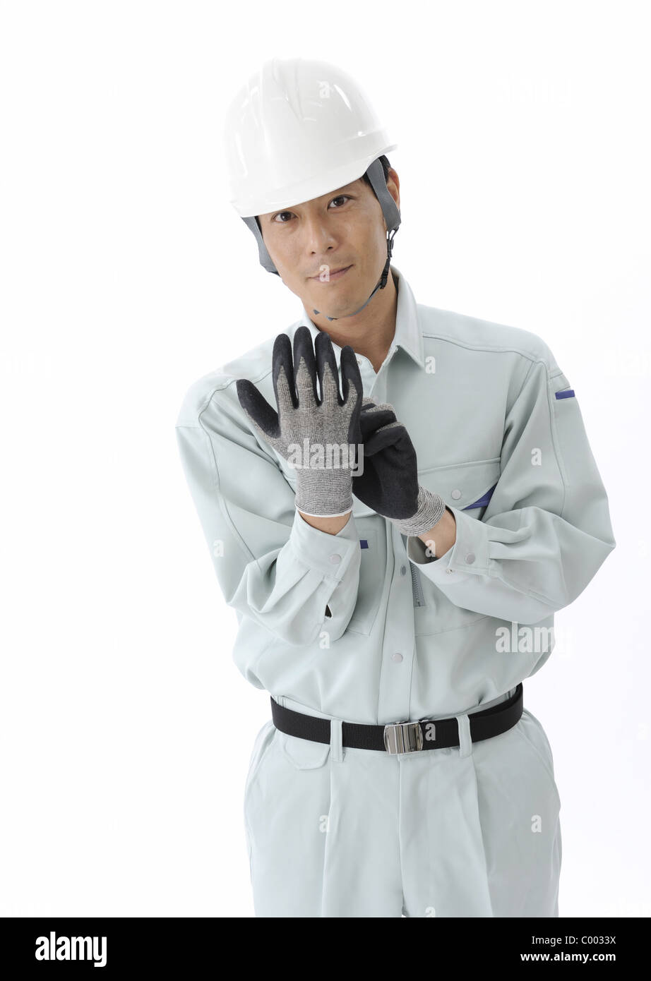 Construction worker preparing for work Stock Photo - Alamy