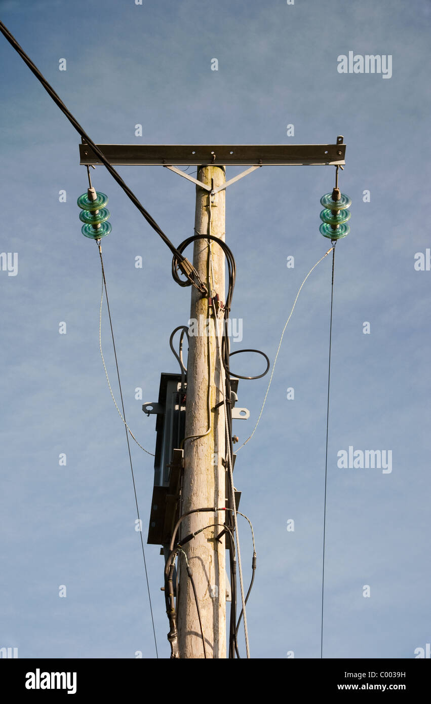 An electrical power utility high voltage transformer mounted on a ...