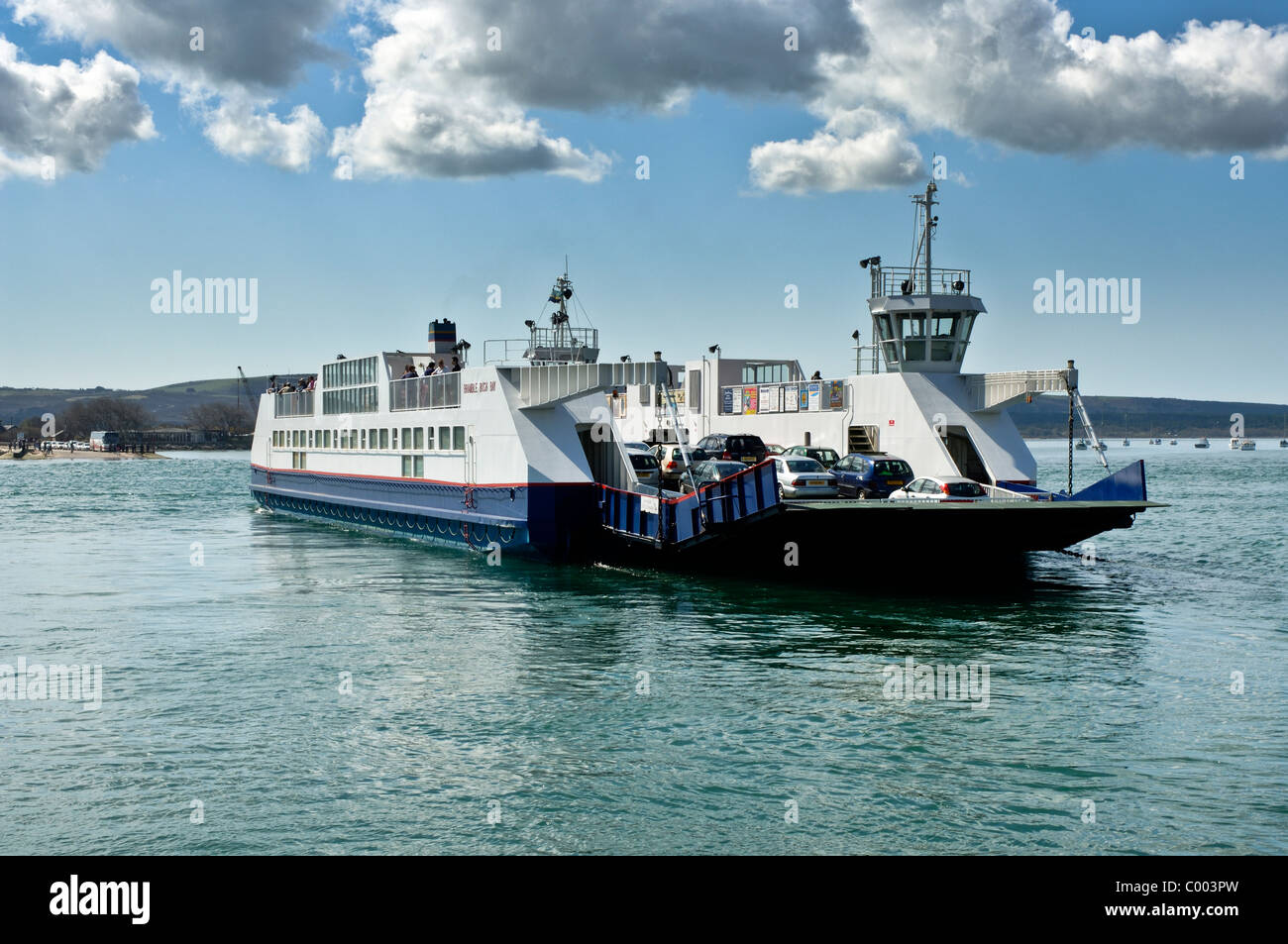 Sandbanks to Shell Bay Chain Ferry at the entrance to Poole Harbour ...