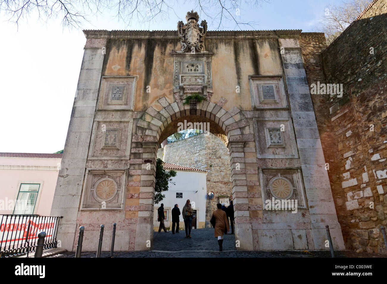 Entrance of Sao Jorge (St. George) Castle in Lisbon, Portugal Stock ...