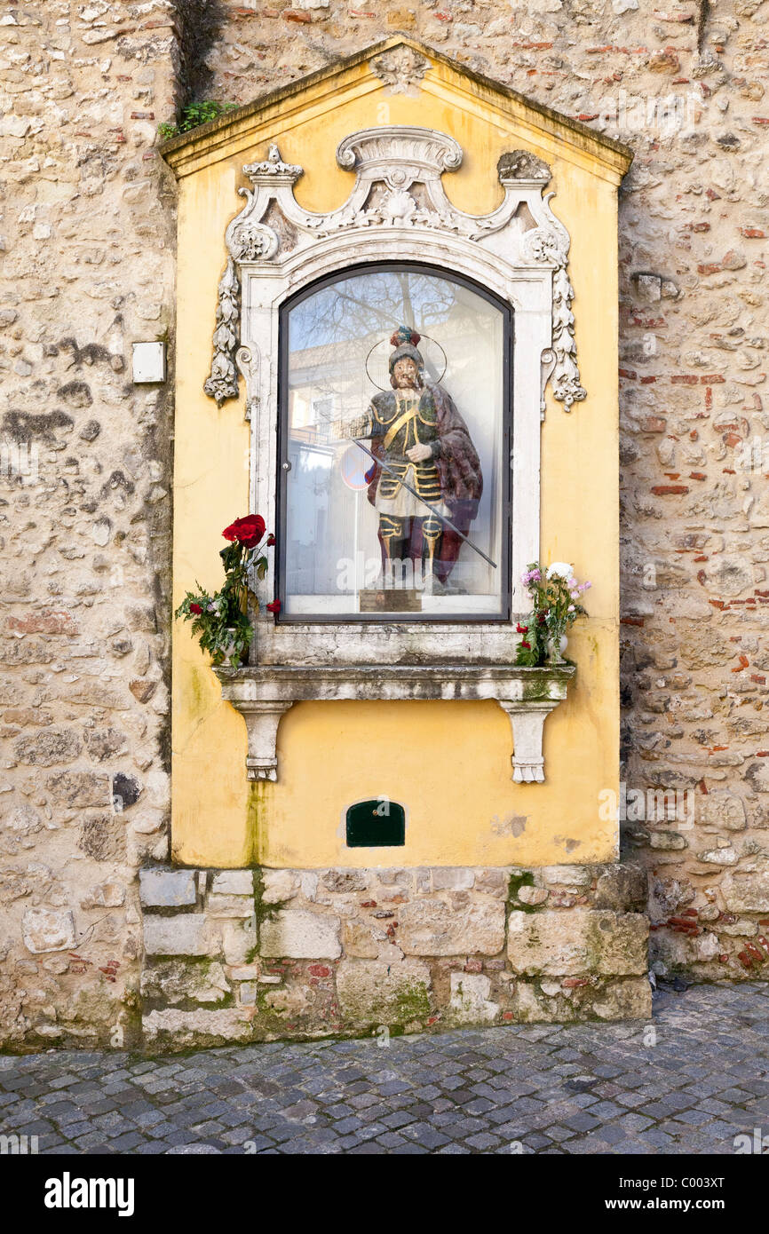 Statue of Saint George in the entrance of the Sao Jorge (St. George ...