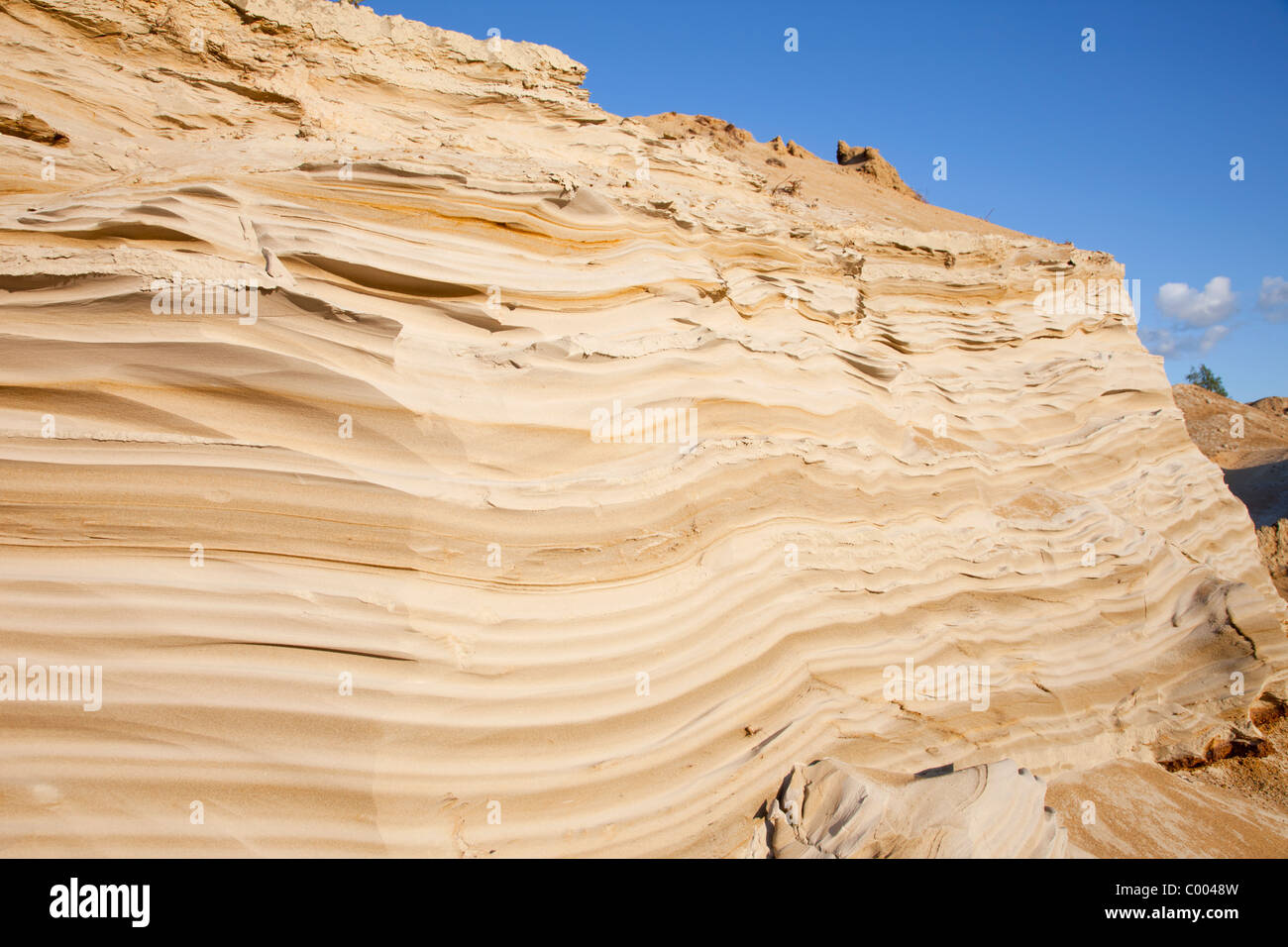 Cross-section ( strata ) of the soil in a sandy ridge , ice age esker ...