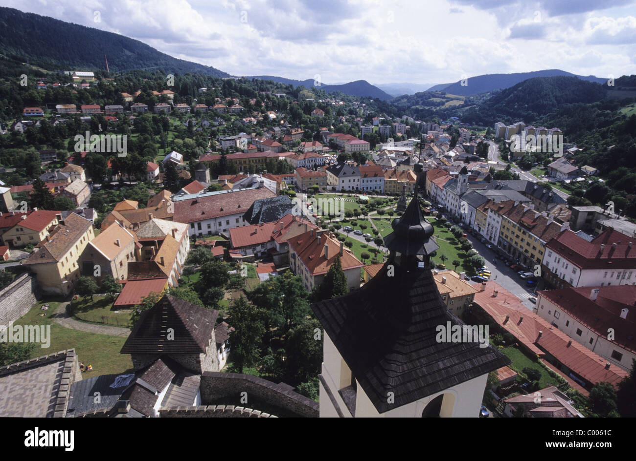View of the medieval mining town Kremnica in Slovakia from the historic ...