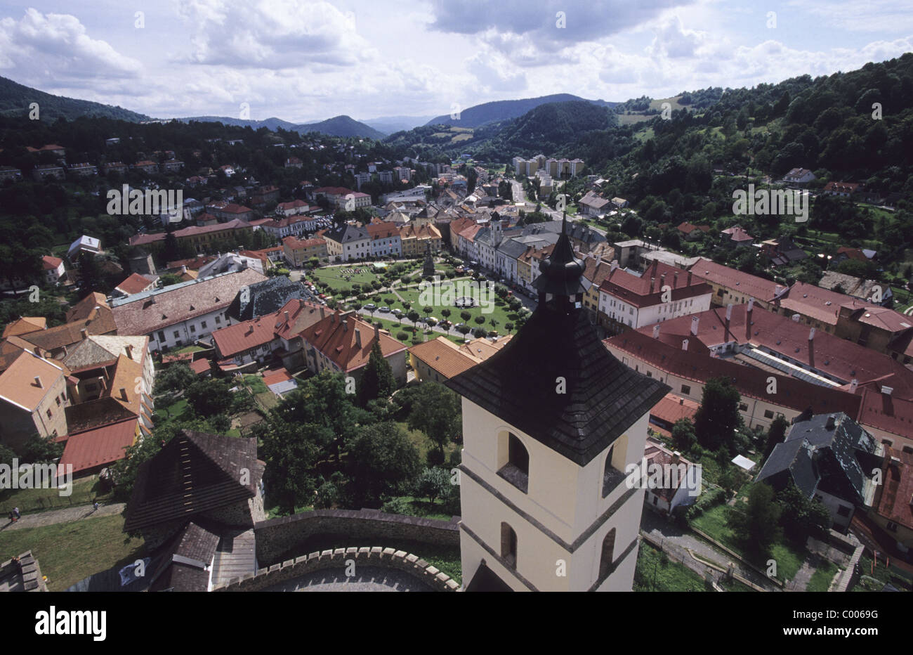 View of the medieval mining town Kremnica in Slovakia from the historic ...