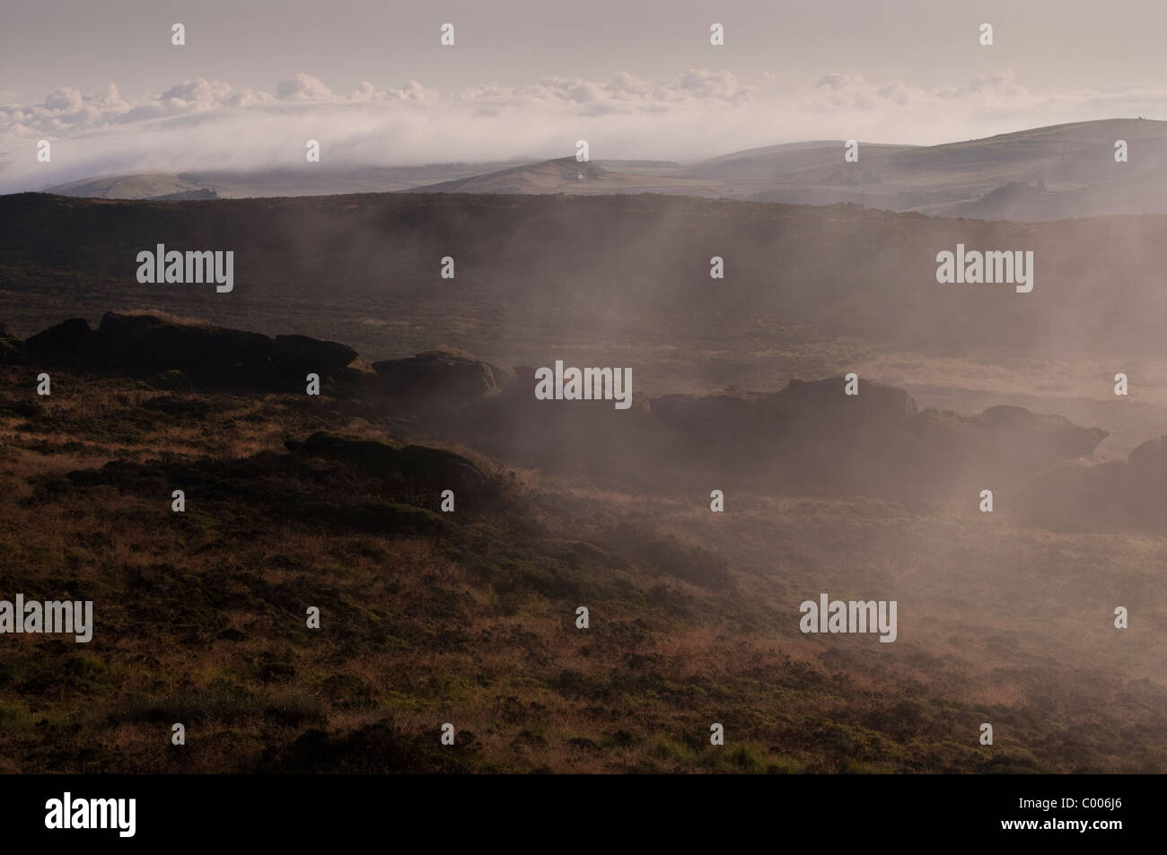 Mist rolling in, The Roaches, Staffordshire Moorlands Stock Photo - Alamy