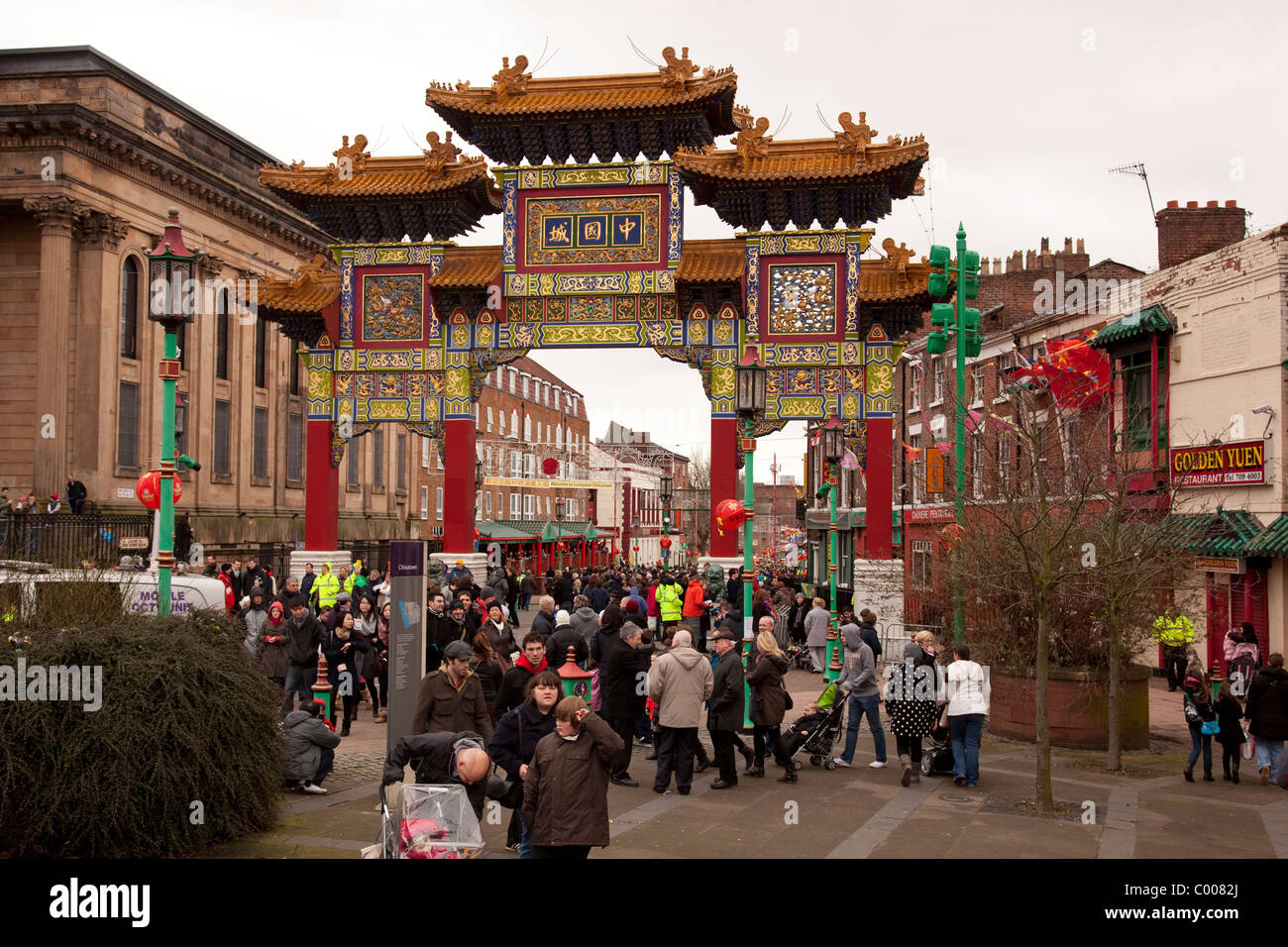 The Arch at Liverpool's Chinatown during Chinese New Year celebrations ...