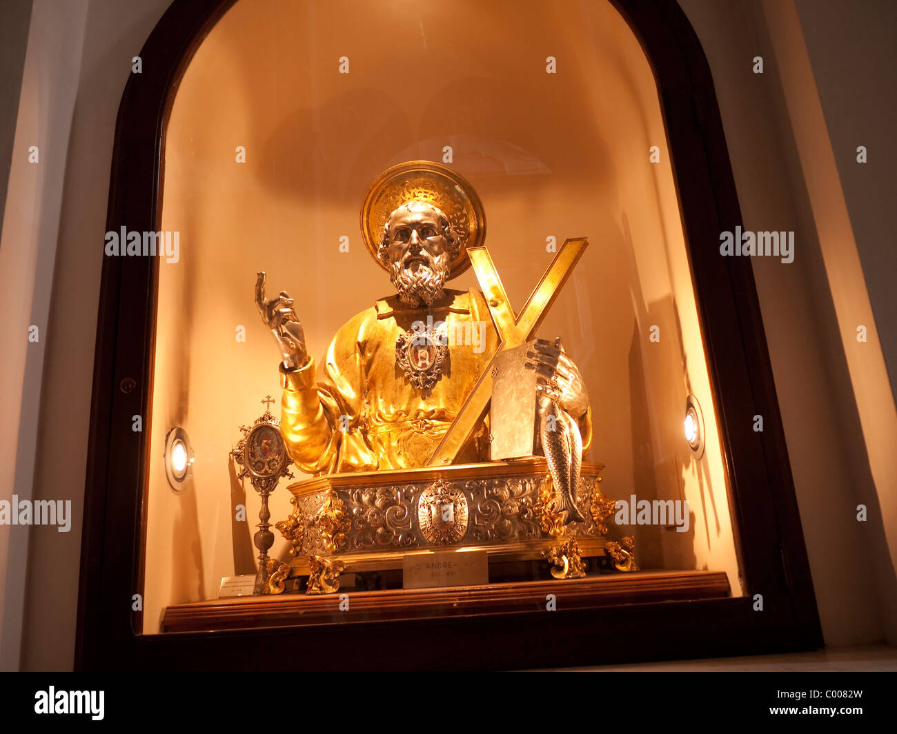 Golden reliquary of St Andrew in the Cathedral in Amalfi on the coast ...