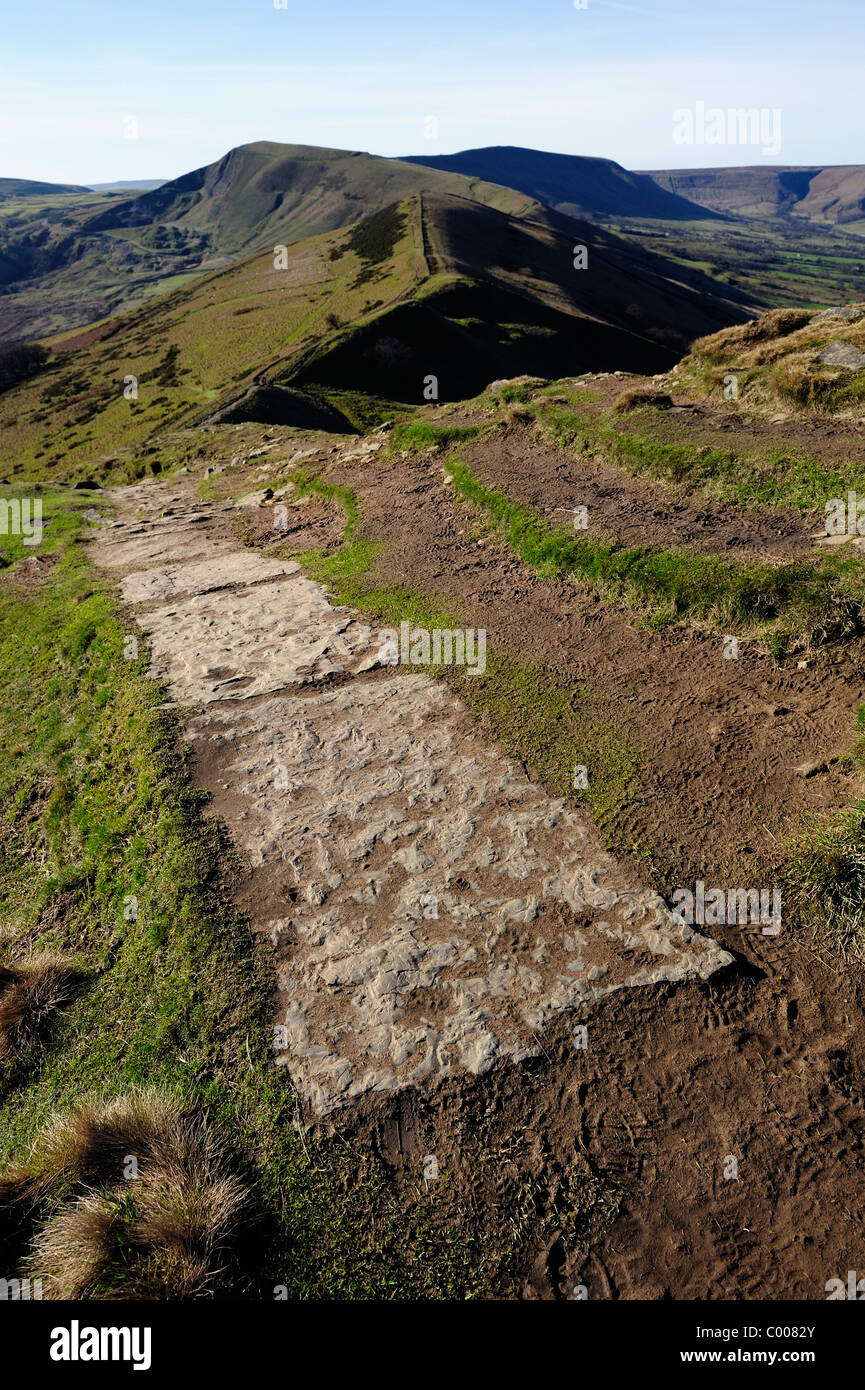 stone pathway mam tor peak district derbyshire england uk Stock Photo ...
