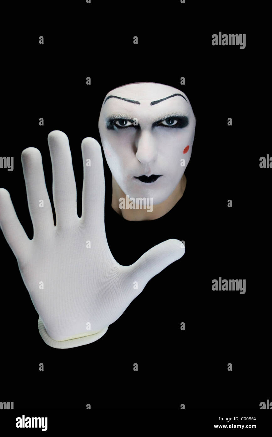 mime isolated ны a black background. stop it Stock Photo - Alamy