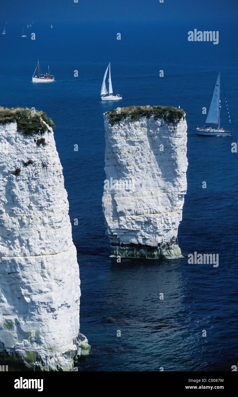 Sailboats By Cliffs, High Angle View Stock Photo - Alamy