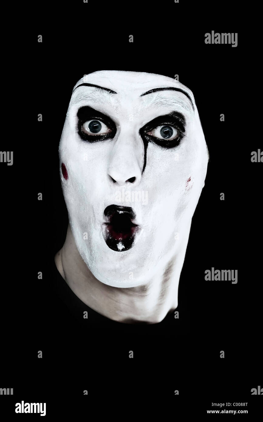 Portrait of the mime on a black background Stock Photo - Alamy