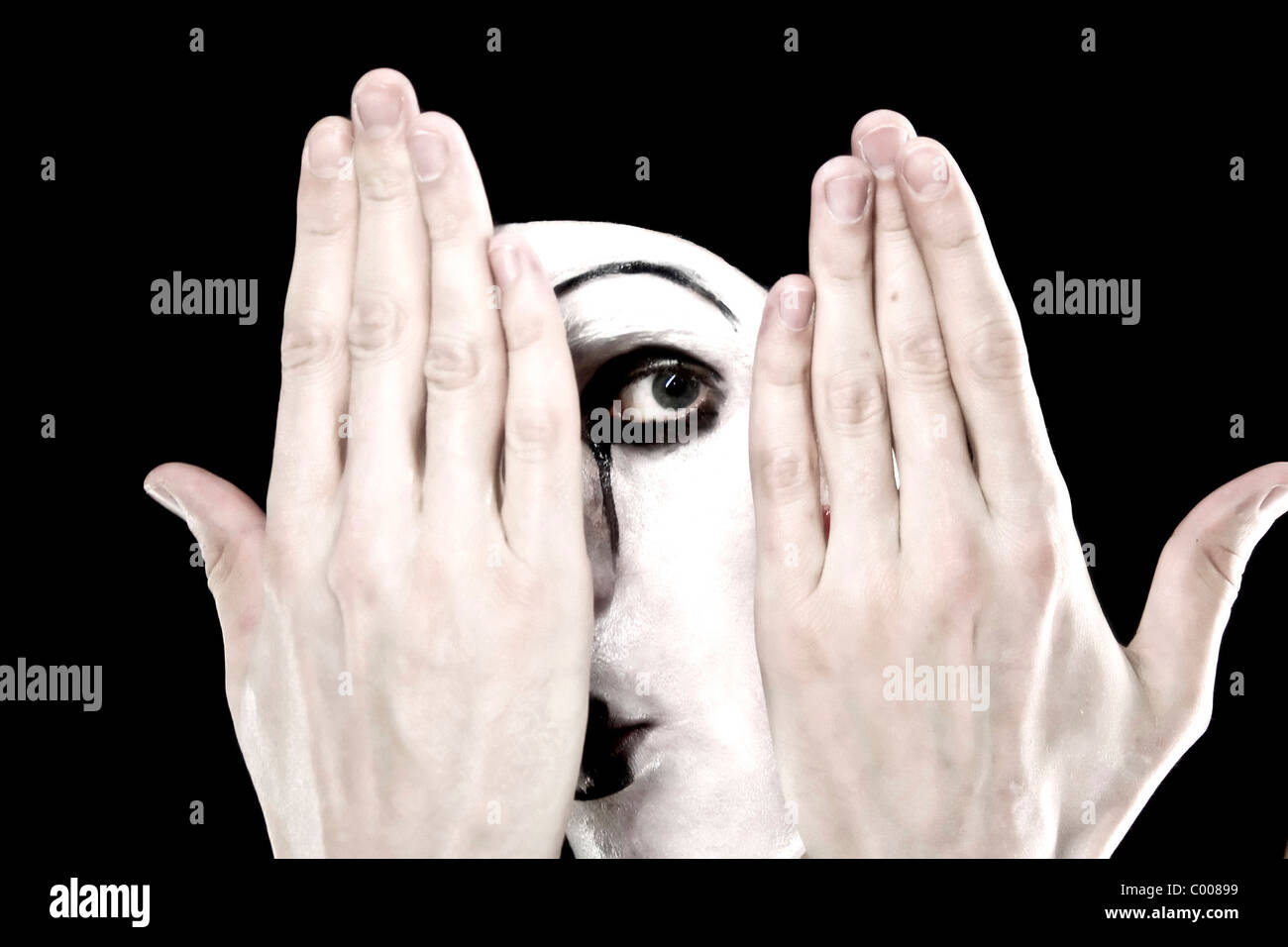 Portrait of the mime on a black background Stock Photo - Alamy
