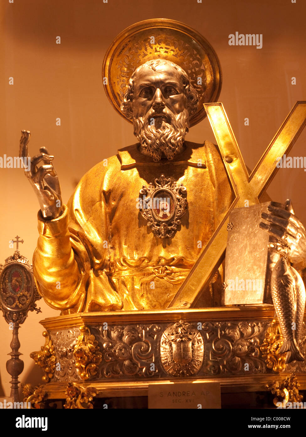 Golden reliquary of St Andrew in the Cathedral in Amalfi on the coast ...