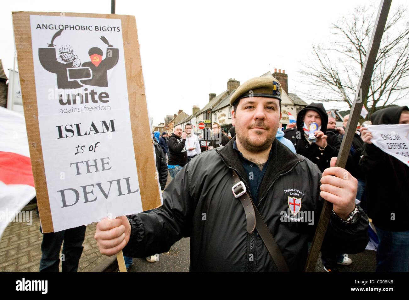 Supporters of the English Defence League known or EDL held a rally in ...