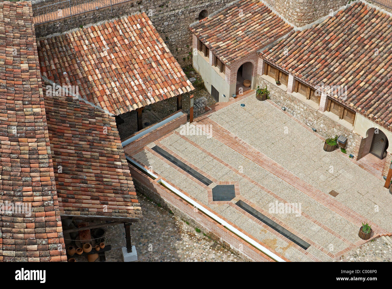 Aerial view of the parade ground of a medieval castle Stock Photo - Alamy