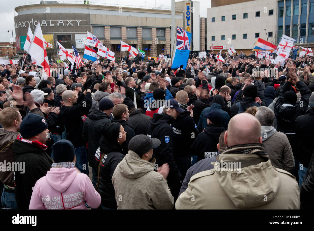 Supporters of the English Defence League known or EDL held a rally in ...