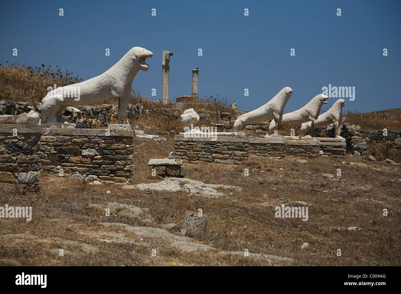 Delos,Mykonos,Greece,Terrace of the Naxian Lions,marble,statues,ruins ...