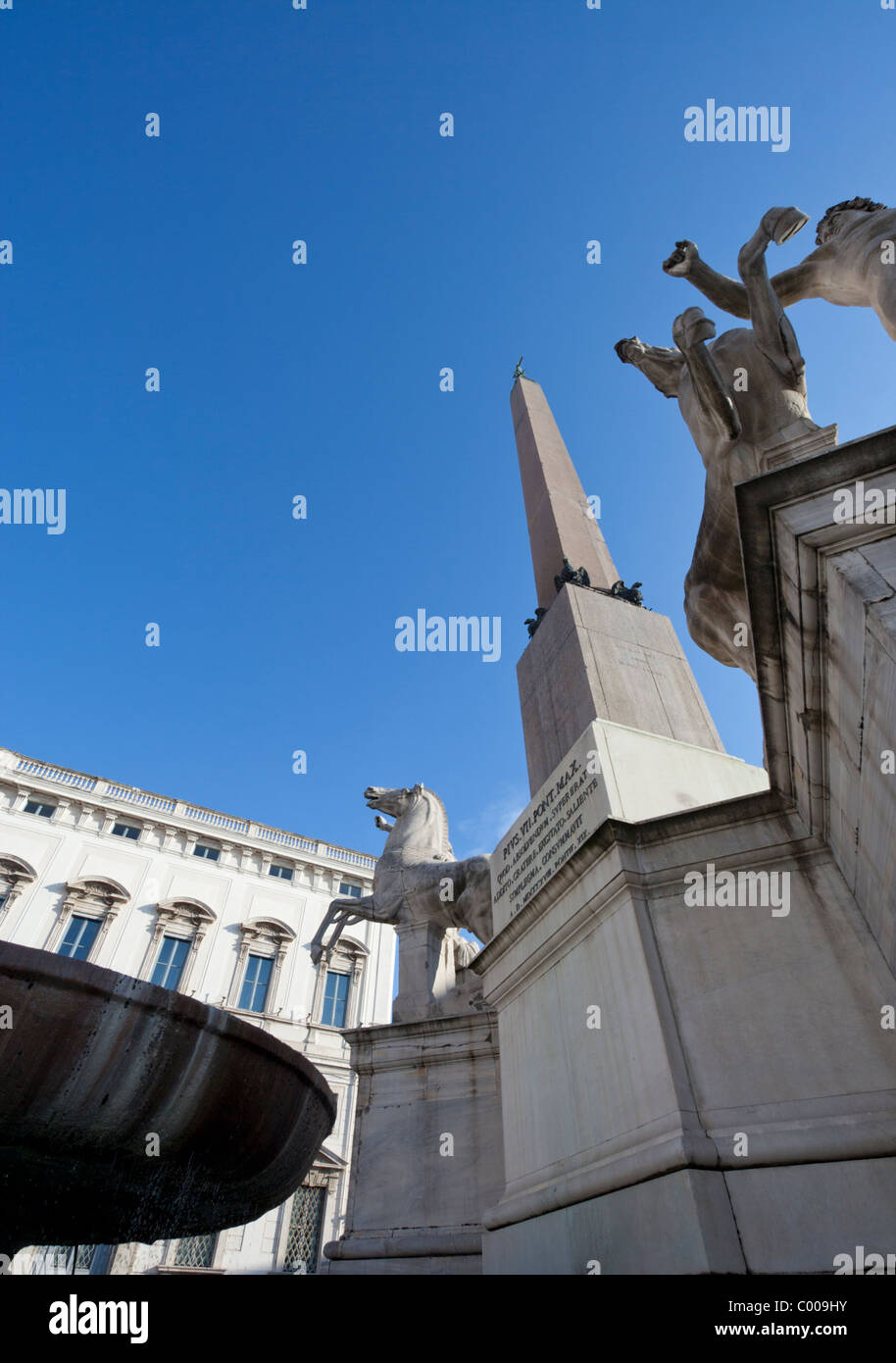 Quirinal Obelisk sorrounded by equestrian statues, in front of Palazzo ...