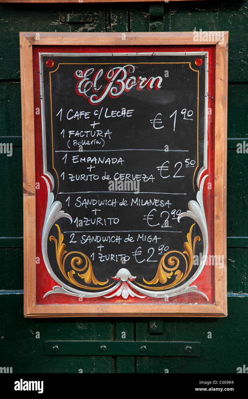 Spanish cafe menu hi-res stock photography and images - Alamy